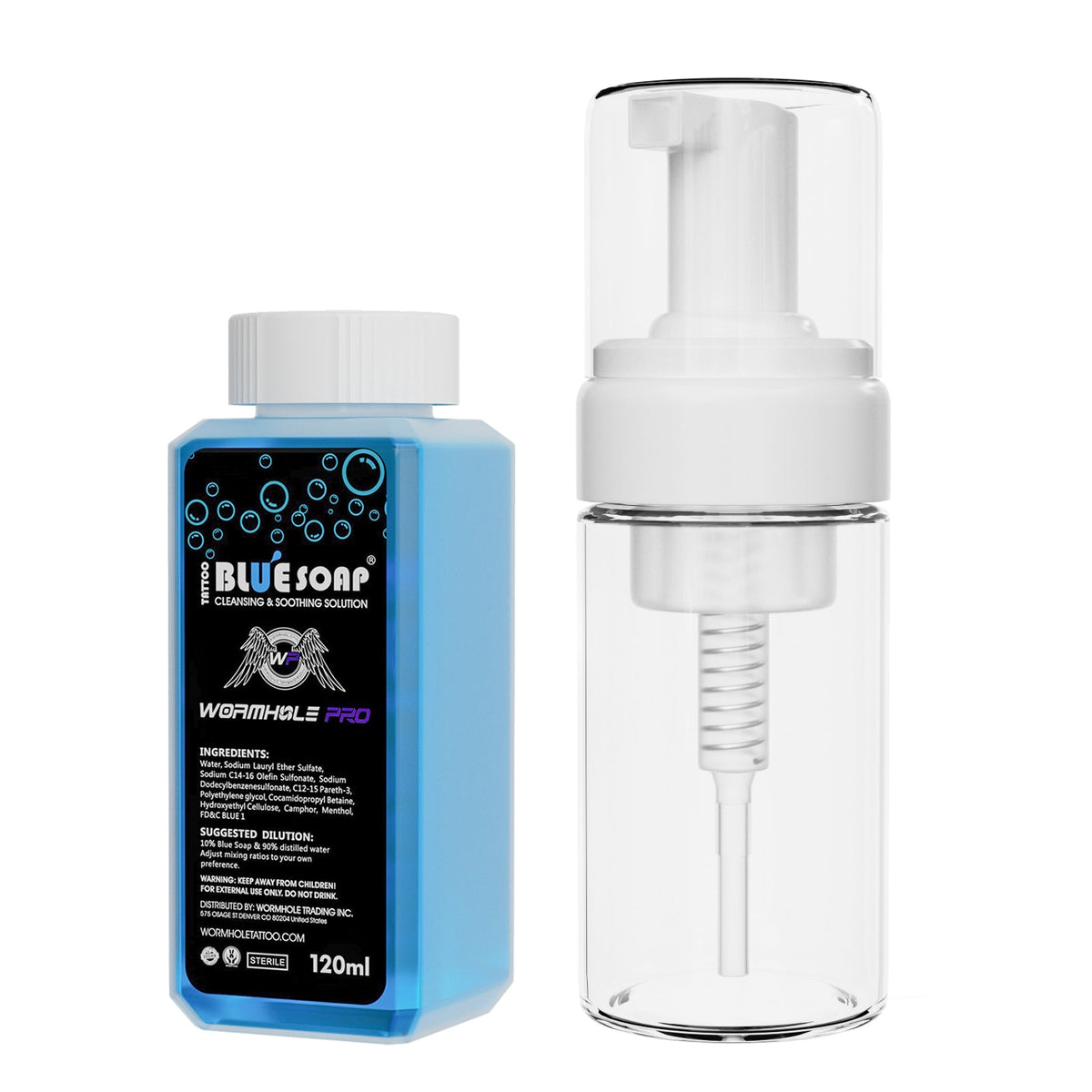 WormholePro Blue Soap 4oz with Foaming Bottle – wormholesupply